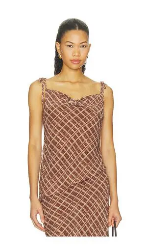 4TH & RECKLESS Carlotta Printed Chiffon Top - Brown Multi