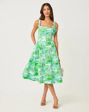 Lilly Pulitzer® Nelly Stretch Midi Dress - Capri Blue Galloping Gals