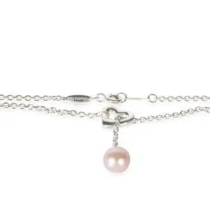 Tiffany & Co. Sterling Silver Pearl Elsa Peretti Open Heart Lariat Pendant Necklace