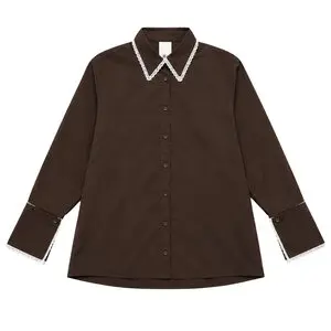 ALAS Cotton Poplin Oversized Shirt In Chocolate