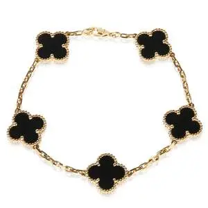 Van Cleef & Arpels 18k Yellow Gold Onyx Motif Bracelet - Yellow_gold