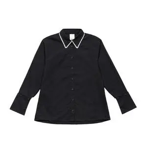 ALAS Name Silk-cotton Shirt With Lace Trim - Black
