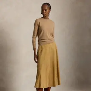 Ralph Lauren Belted Suede A-line Midi Skirt