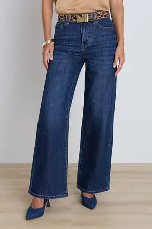 THE NOLI SHOP The Noli Shop Celeste Slim Palazzo Jean - Medium Wash Dark Wash