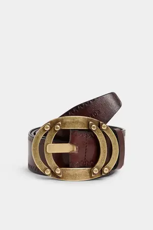 Dsquared2 Leather Belt With Vintage Buckle