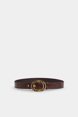 Dsquared2 Leather Belt With Vintage Buckle
