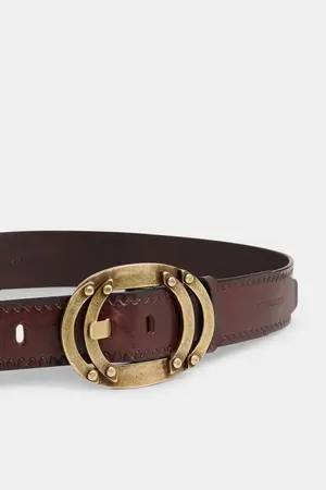 Dsquared2 Leather Belt With Vintage Buckle