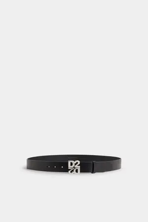 Dsquared2 Slim Leather Belt With Upside Down Buckle