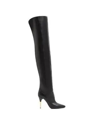 Valentino Garavani Deboot Cver-the-knee Calfskin Boots 105mm - Black