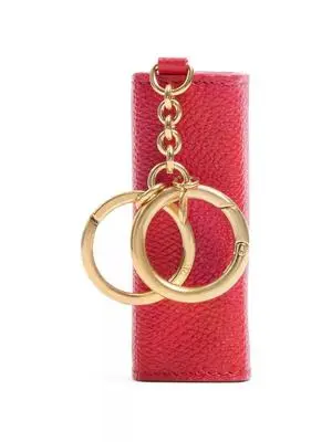 Valentino Garavani Vlogo Signature Charm In Grainy Calfskin - Red