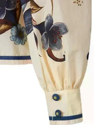 Farm Rio Floral-print Sailor-collar Shirt