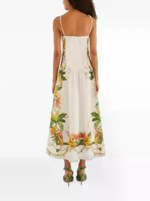 Farm Rio Tropical-print Spaghetti-strap Midi Dress
