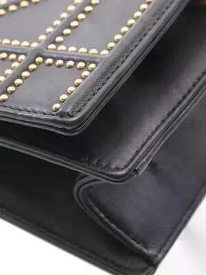 Dior 2010-2026 Small Lambskin Studded Diorama Flap Crossbody Bag - Black