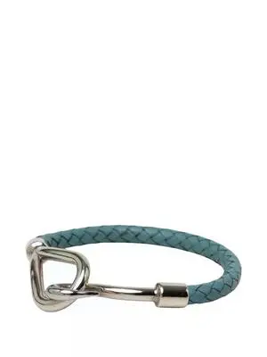 Hermès 2000-2026 Palladium Plated And Woven Swift Jumbo H Bracelet Costume Bracelet - Blue