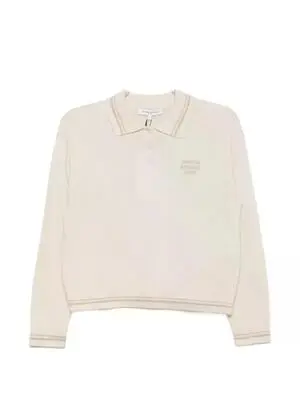 Maison Kitsuné Logo-embroidered Striped-trim Sweater - Neutrals