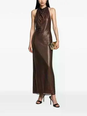 SELF-PORTRAIT Bead-embellished Maxi Dress - Brown