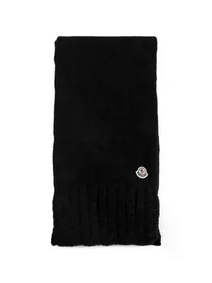 Moncler Cable-knit Logo-patch Scarf - Black
