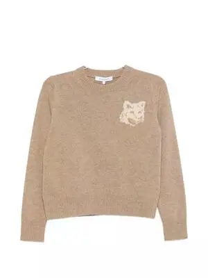Maison Kitsuné Fox Head Intarsia-knit Sweater - Neutrals
