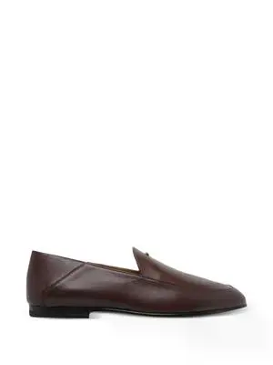 TOD'S Logo-plaque Leather Loafers - Brown