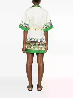 ALEMAIS Alemas Bridgette Graphic-print Belted Mini Dress - Neutrals