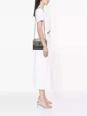 Saint Laurent 2018 Medium Croc Embossed Leather Monogram Sunset Crossbody Bag