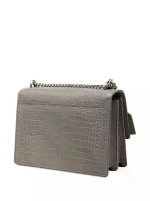 Saint Laurent 2018 Medium Croc Embossed Leather Monogram Sunset Crossbody Bag
