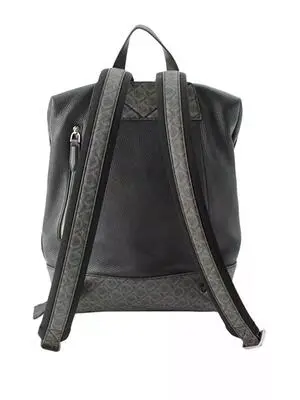 FERRAGAMO 2010-2026 Gancini Coated Canvas Trimmed Leather Backpack