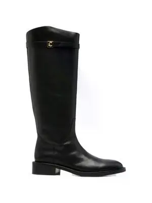 COCCINELLE Logo-plaque Leather Boots - Black