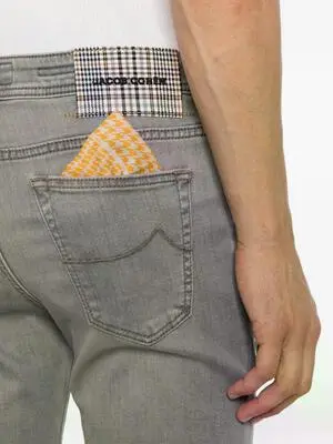 Jacob Cohen Scott Logo-patch Cropped Slim-fit Jeans - Grey