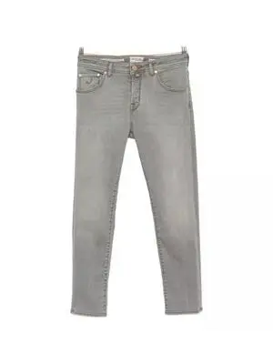 Jacob Cohen Scott Logo-patch Cropped Slim-fit Jeans - Grey