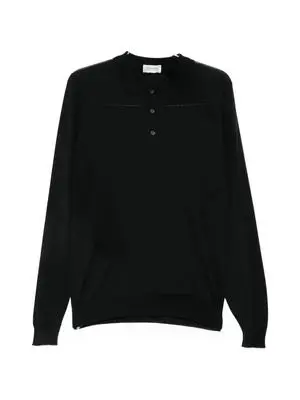 John Smedley Belpert Long-sleeve Polo Sweater - Black