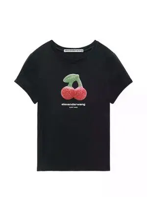 Alexander Wang Cherry Graphic Tee With Contrast Trim