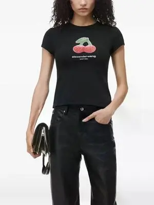 Alexander Wang Cherry Graphic Tee With Contrast Trim
