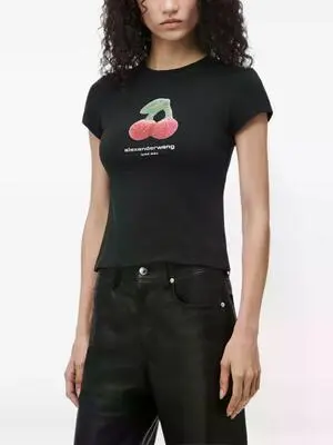 Alexander Wang Cherry Graphic Tee With Contrast Trim