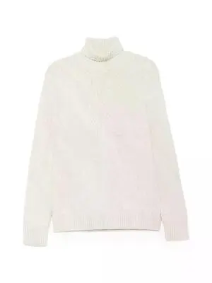Eleventy Diamond-pattern Roll-neck Sweater - White