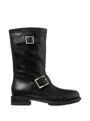 JIMMY CHOO Biker Mid Leather Ankle Boots