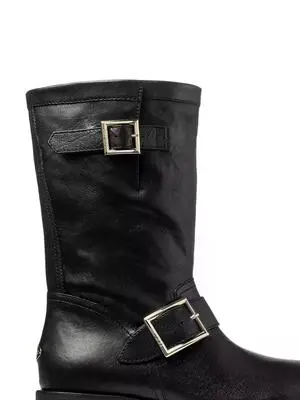 JIMMY CHOO Biker Mid Leather Ankle Boots