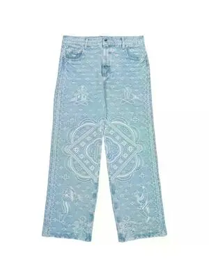 Casablanca Carpet Jacquard Baggy Jeans - Blue