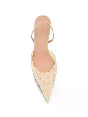 GEDEBE 60mm Crystal-embellished Lace Slingback Pumps