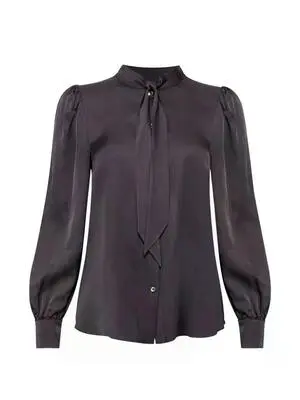 NISSA Bow-detail Shirt - Grey