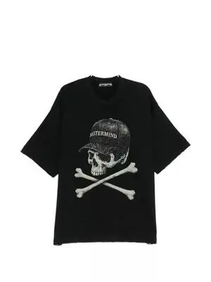 MASTERMIND WORLD Distressed-effect Logo-print T-shirt - Black