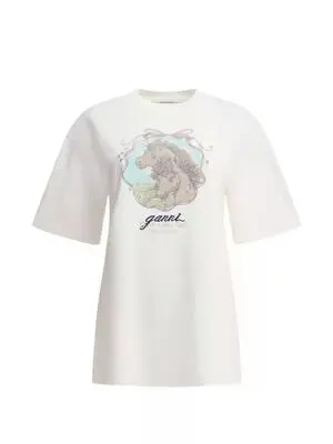 GANNI T-shirt With Horses - Neutrals