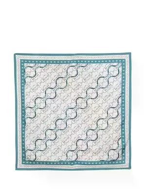 Eleventy Chain-print Silk Scarf - Grey