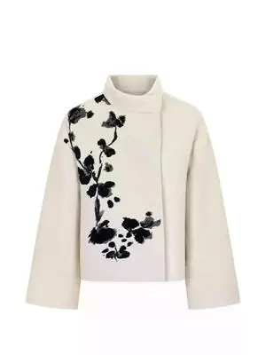 PSOPHIA Floral-print Funnel-neck Jacket - White