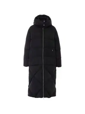 Add Quilted Hooded Ped Coat - Black