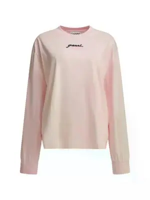 GANNI Horse-print Long-sleeve T-shirt - Pink