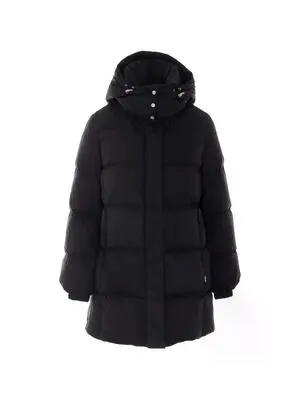 Add Quilted Hooded Ped Coat - Black