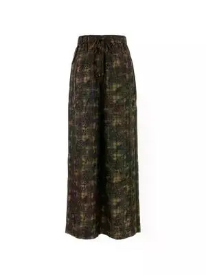 GANNI Printed Twill Wide-leg Trousers - Brown