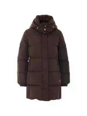 Add Hooded Quilted Coat - Brown
