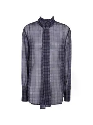 7 For All Mankind Plaid-check Bow Shirt